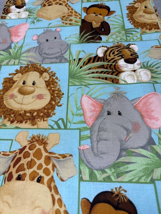 Office | Jungle Safari Animal Cartoon Fabric 18 X 11 Cotton Quilting ...
